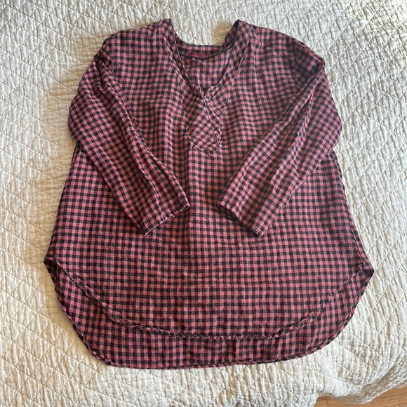 cut loose | Tops | Cut Loose Linen Gingham Tunic M | Poshmark